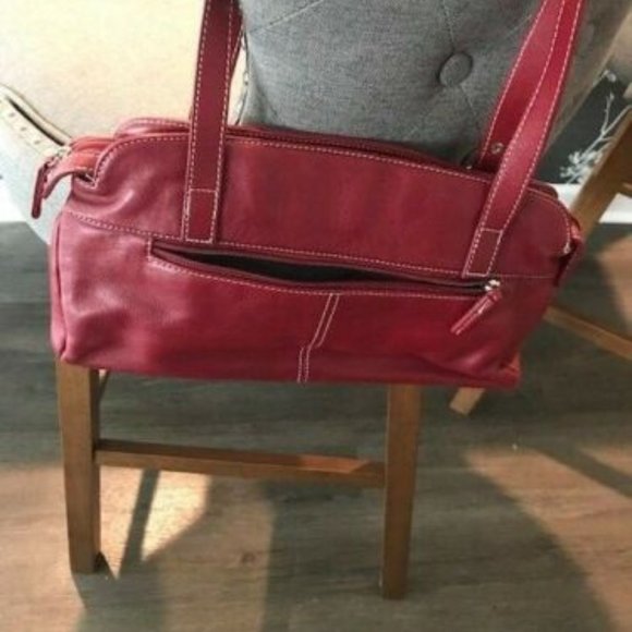 Tignanello | Bags | Tignanello Red Handbag Zipper Top Medium Leather ...
